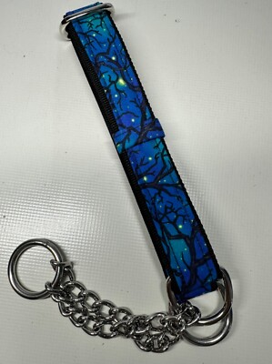 Martingale half check choke chain adjustable dog collar in blue ...