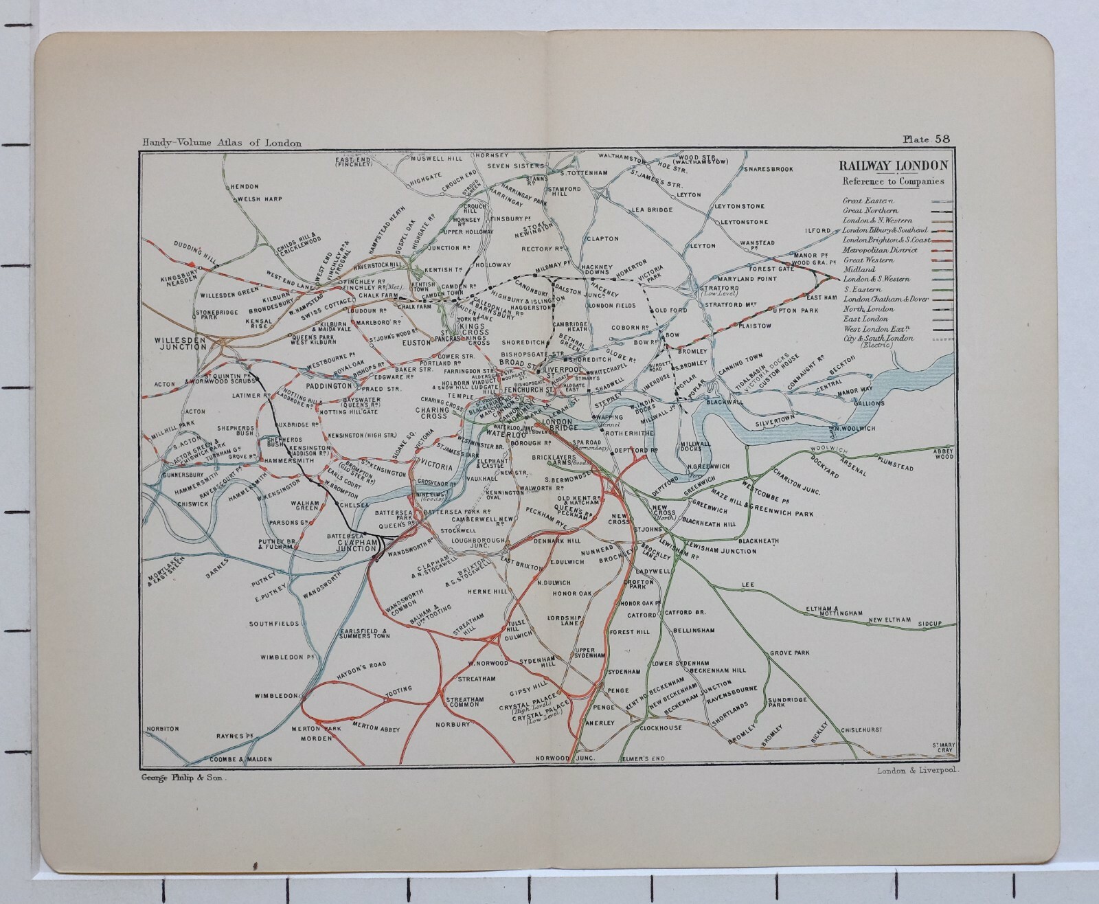 1896 MAP STREET PLAN LONDON RAILWAYS GREAT NORTHERN MIDLAND TILBURY ...