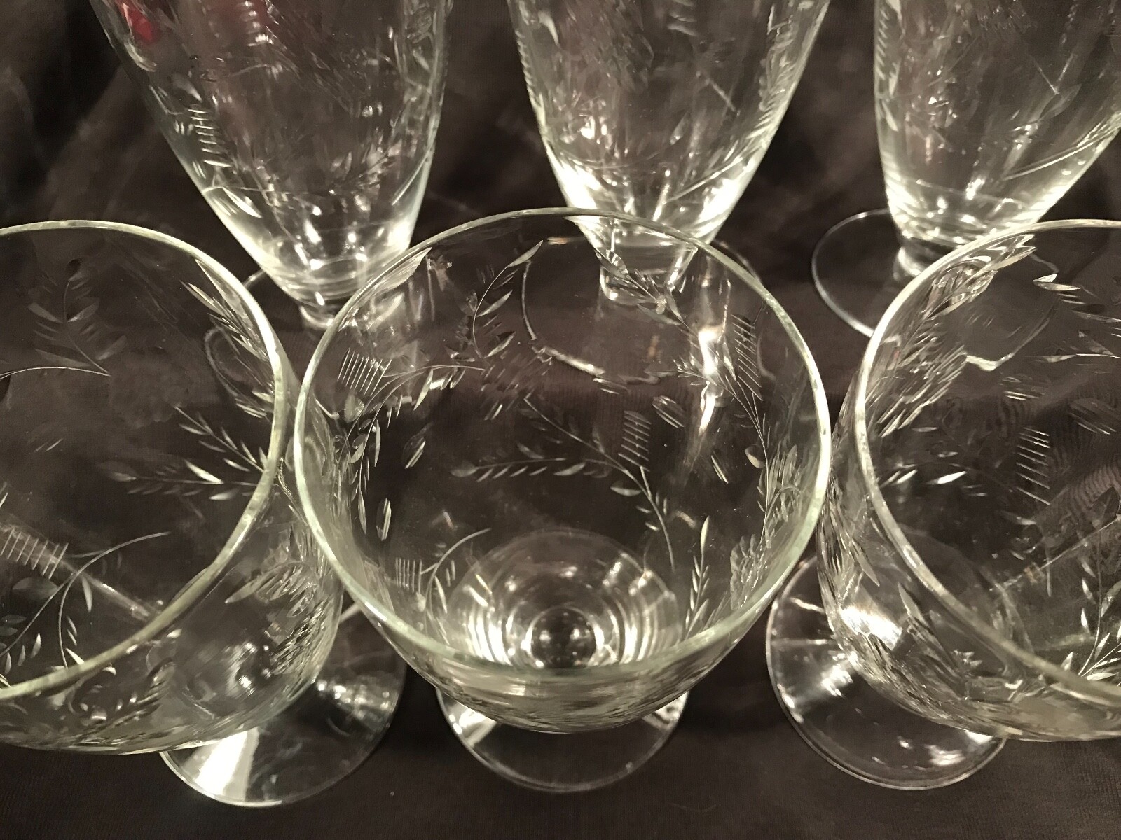 6 crystal clear glass footed tumblers, iced tea glasses | eBay