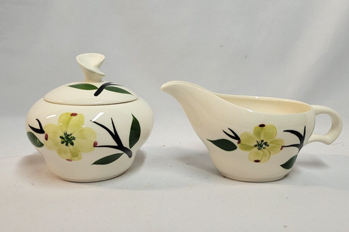 Vintage Discontinued Dixie Dogwood by Joni SUGAR BOWL w/Lid & CREAMER ...