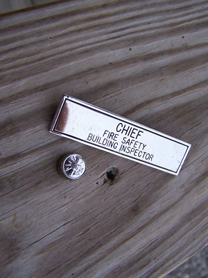 Vintage CHIEF FIRE SAFETY BUILDING INSPECTOR Pin / Badge & Small Screw ...
