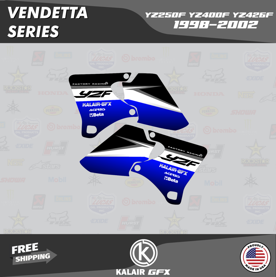 Graphics Kit for YAMAHA YZ250F YZ400F YZ426F 1998-2002 Vendetta-Blue | eBay