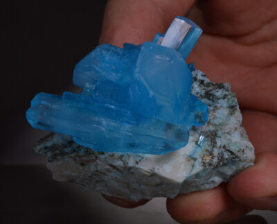 Arcanite crystals on matrix, blue cluster like beryl AQUAMARINE nice ...