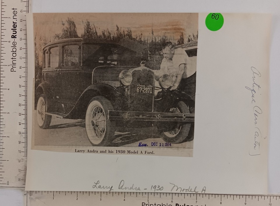 1974 Kansas 1930 Model A Ford Classic Automobile Car Vintage Press ...