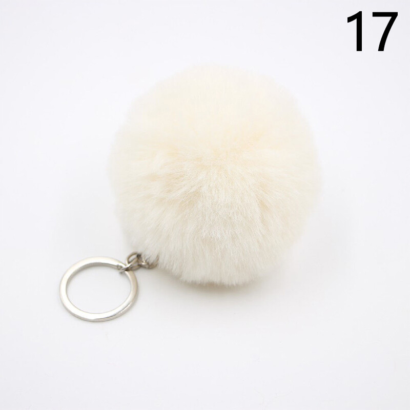 Soft Fur Fluffy Ball Keychain PomPom Key Chains Keyring Charms Handbag ...