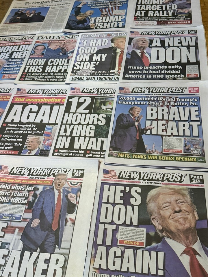 DONALD TRUMP SHOT Assassination Election Newspaper Ny Times Ny Post Ny ...