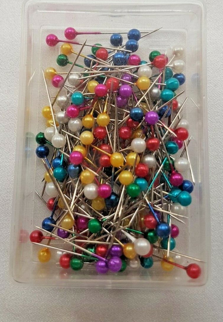 200 Pearl Pins Dressmaking Craft Sewing Hemming Tailors Pins Assorted ...