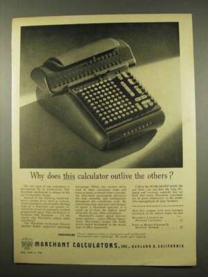 1956 Marchant Calculator Ad - Outlive the Others | eBay