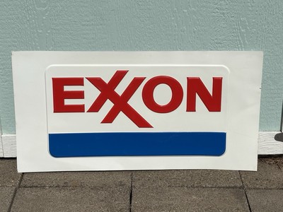 VINTAGE EXXON GASOLINE GAS STATION PUMP SIGN TIM METAL MAN CAVE SHOP ...