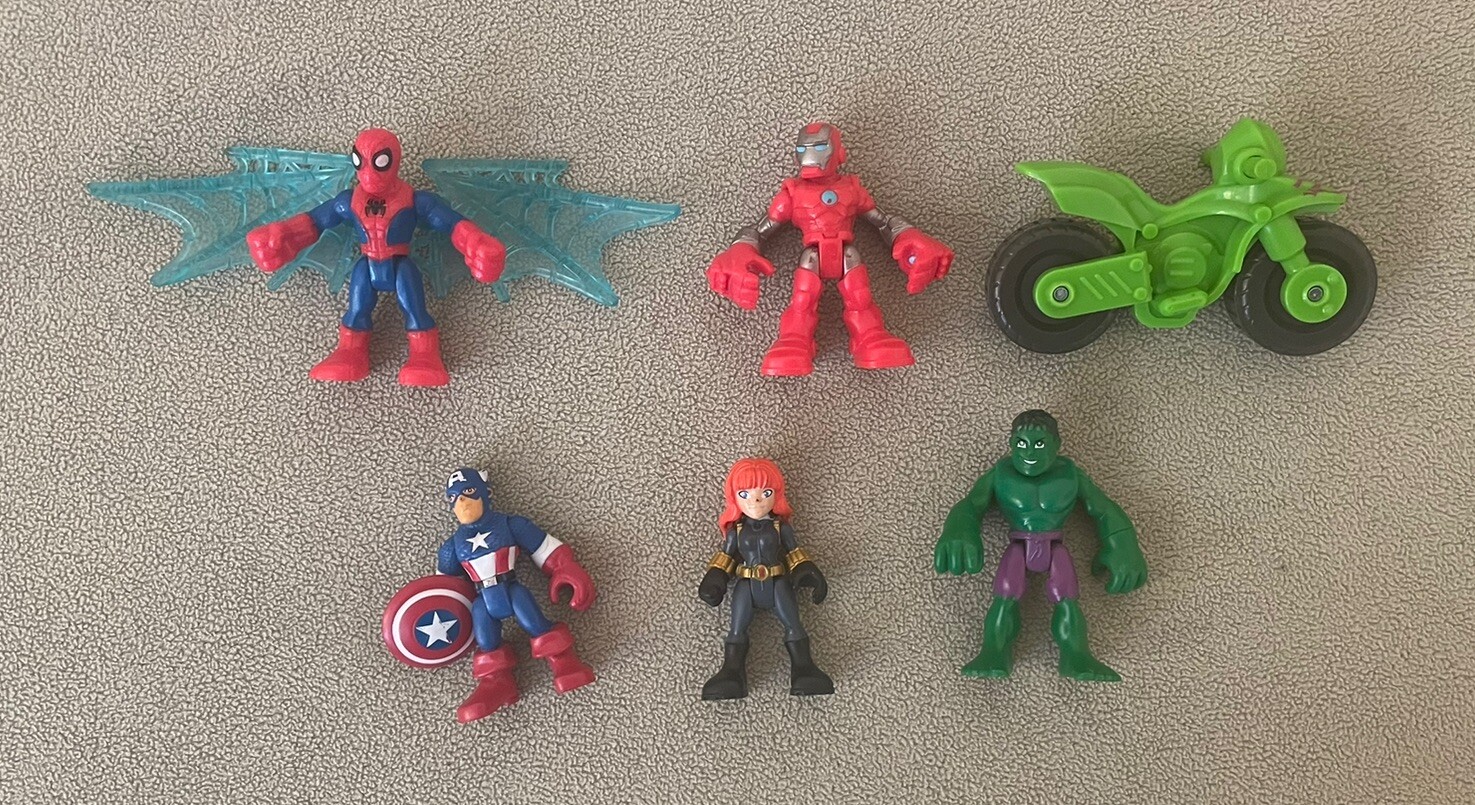 Imaginext Marvel Lot Avengers 5 Figures 1 Motorcycle Hulk Spider Iron ...