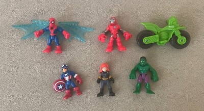Imaginext Marvel Lot Avengers 5 Figures 1 Motorcycle Hulk Spider Iron ...