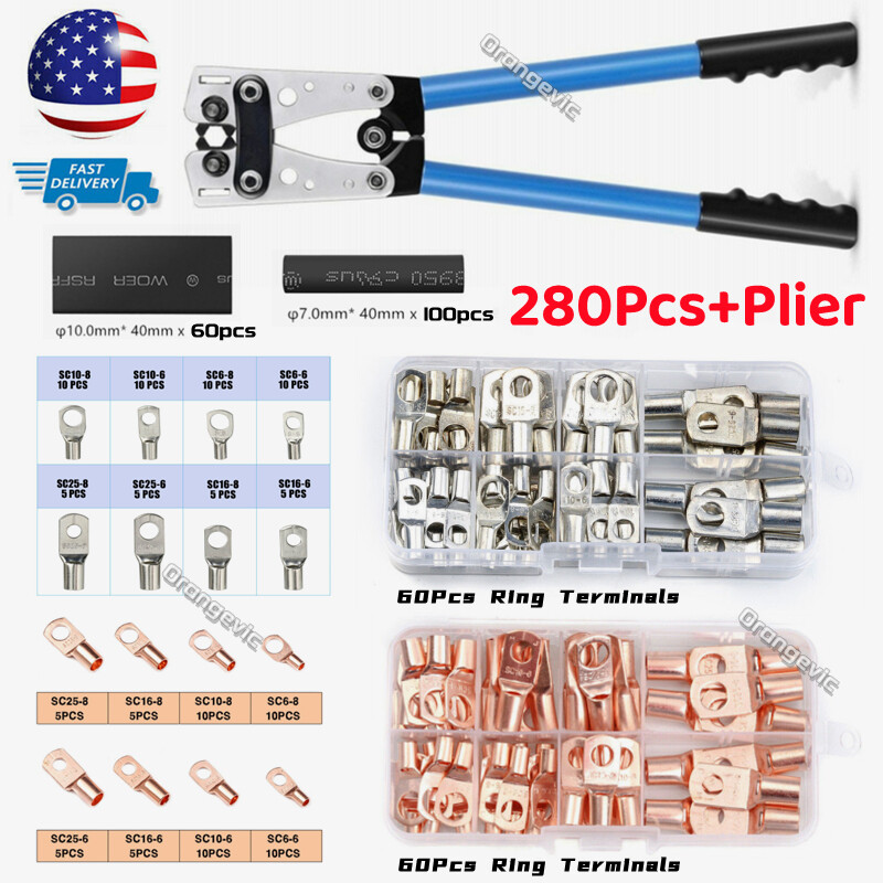 Large Wire Terminal Crimping Tool 6-50mm² Crimper Plier / 140PCS Cable ...