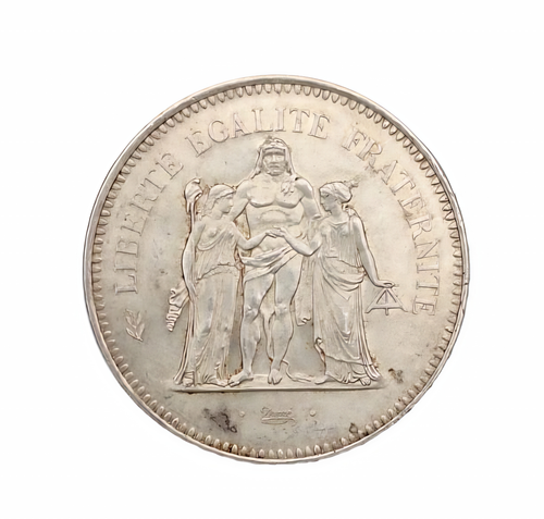 FRANCE 1976 FRENCH 50 FRANCS .900 FINE SILVER COIN HERCULES - 30 GRAMS ...