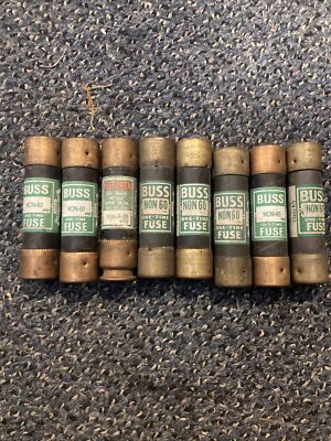 New Buss NON 60 NON-60 60 Amp 250 Volt One Time Class K5 Fuse *Lot Of 8 ...