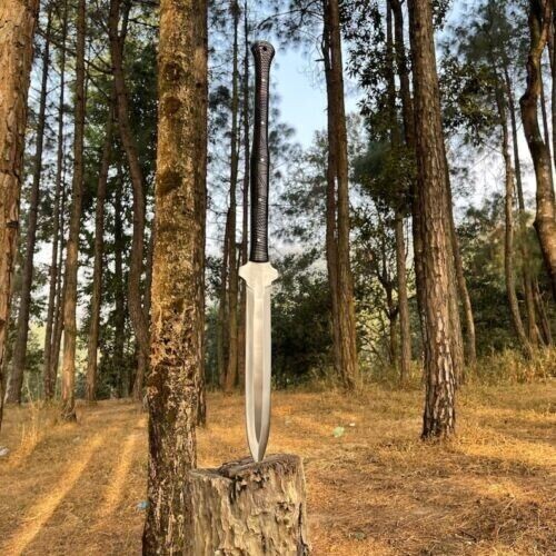 CUSTOM HANDMADE D2 TOOL STEEL HUNTING ZOMBIE SPEAR SWORD COMBAT SWORD ...