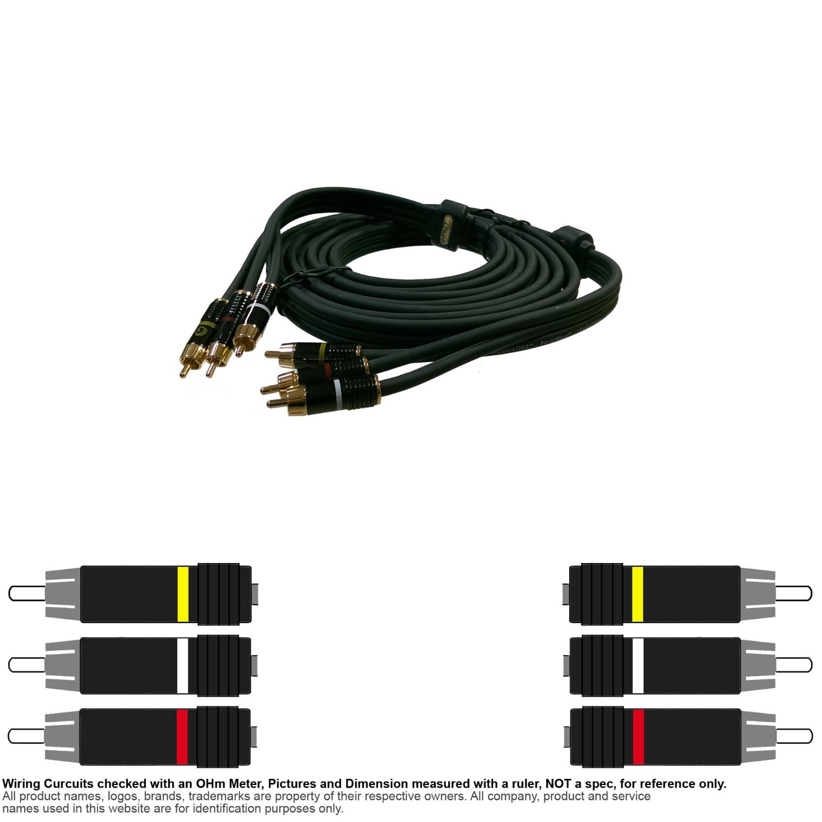 Cable Coax Coaxial RCA 3:3 AV Video Audio Shielded OFC Sonicwave 12FT ...