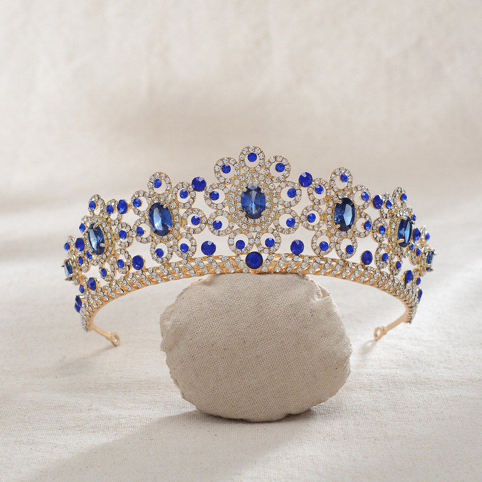 72 Styles Blue Crystal Queen Princess Tiara Crown Wedding Princess For ...