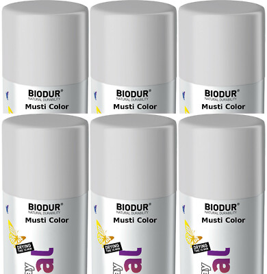 6x400ml Biodur Decklack Autolack Lackspray Farbe Perlhellgrau RAL9022 ...