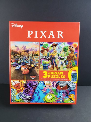 Disney Pixar Cars Toy Story Monsters Inc Jigsaw Puzzle 3 Pack with Glue ...