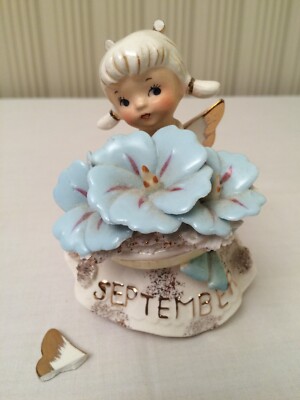 Vintage, Rare, Lefton September Angel Figurine Morning Glory Sapphire ...