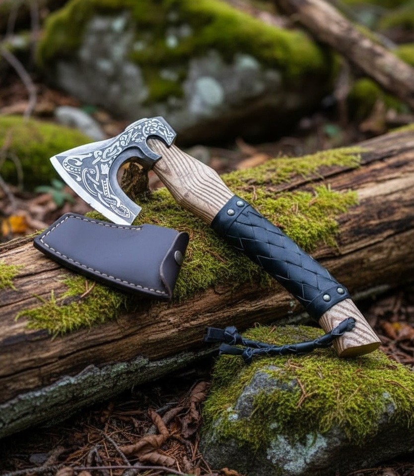 HAND FORGED Carbon Steel Viking VALHALLA Axe Tomahawk Throwing Axe ...
