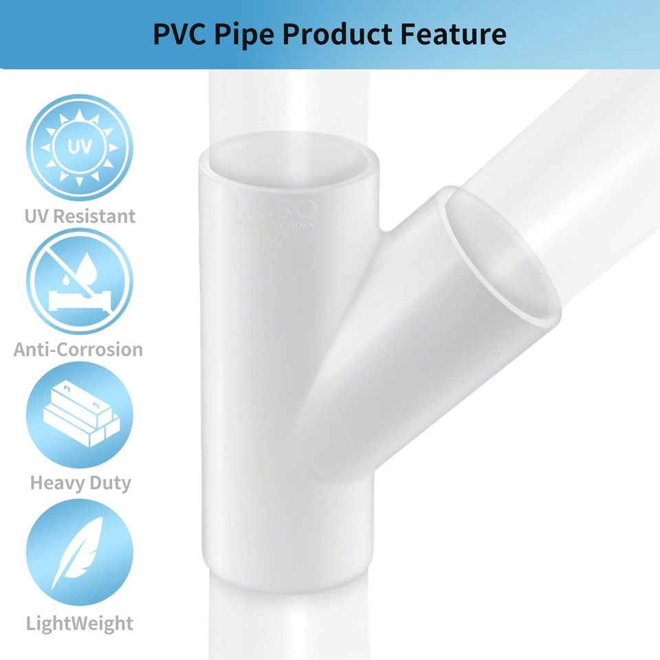 LESSO 5?Pack 1'' PVC Wye Pipe Fittings Schedule 40 Plumbing Drain ...