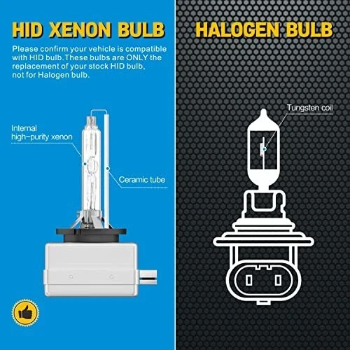D1S Xenon HID Headlights Bulb - 8000K 35W High Low Beam 66144 66140 ...