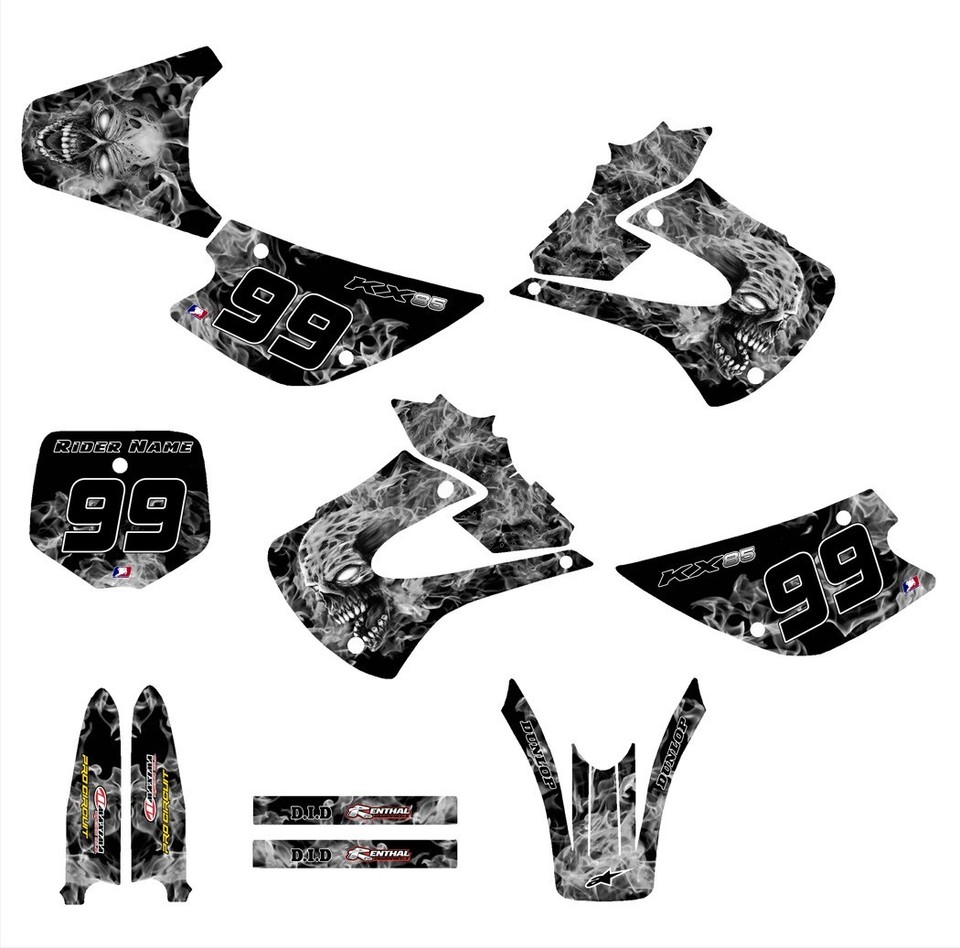 KX85 KX100 graphics sticker kit for 2001 - 2013 Kawasaki #9500 Metal ...
