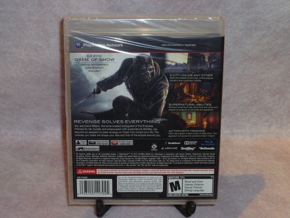 Brand New! Dishonored - PS3 Black Label (Sony PlayStation 3) Factory ...