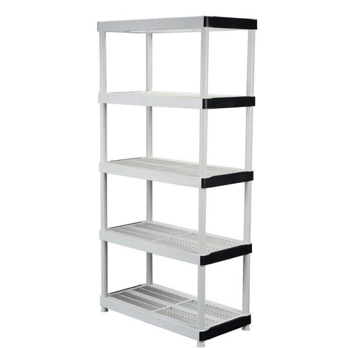5-Tier Plastic Storage Shelving Unit 36"W x 72"H x 18"D Multi-Purpose ...