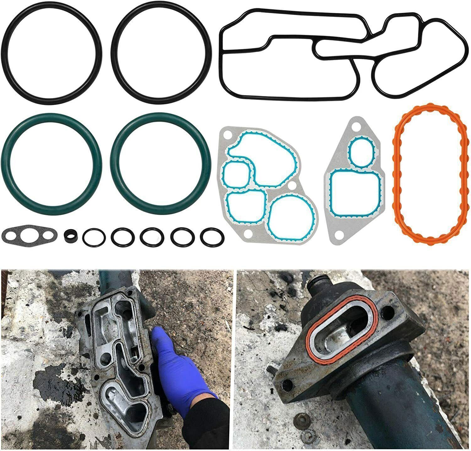 Engine Oil Cooler Gasket Kit for Navistar International DT466E 431270 ...
