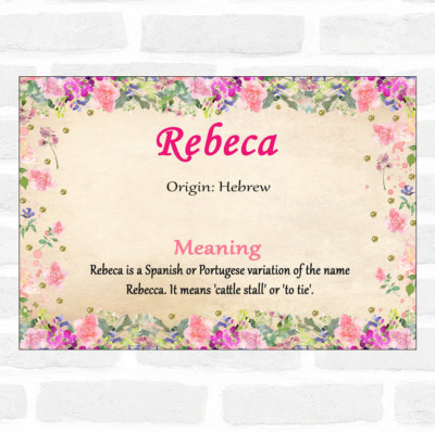 Rebeca Name Meaning Floral Certificate | eBay UK