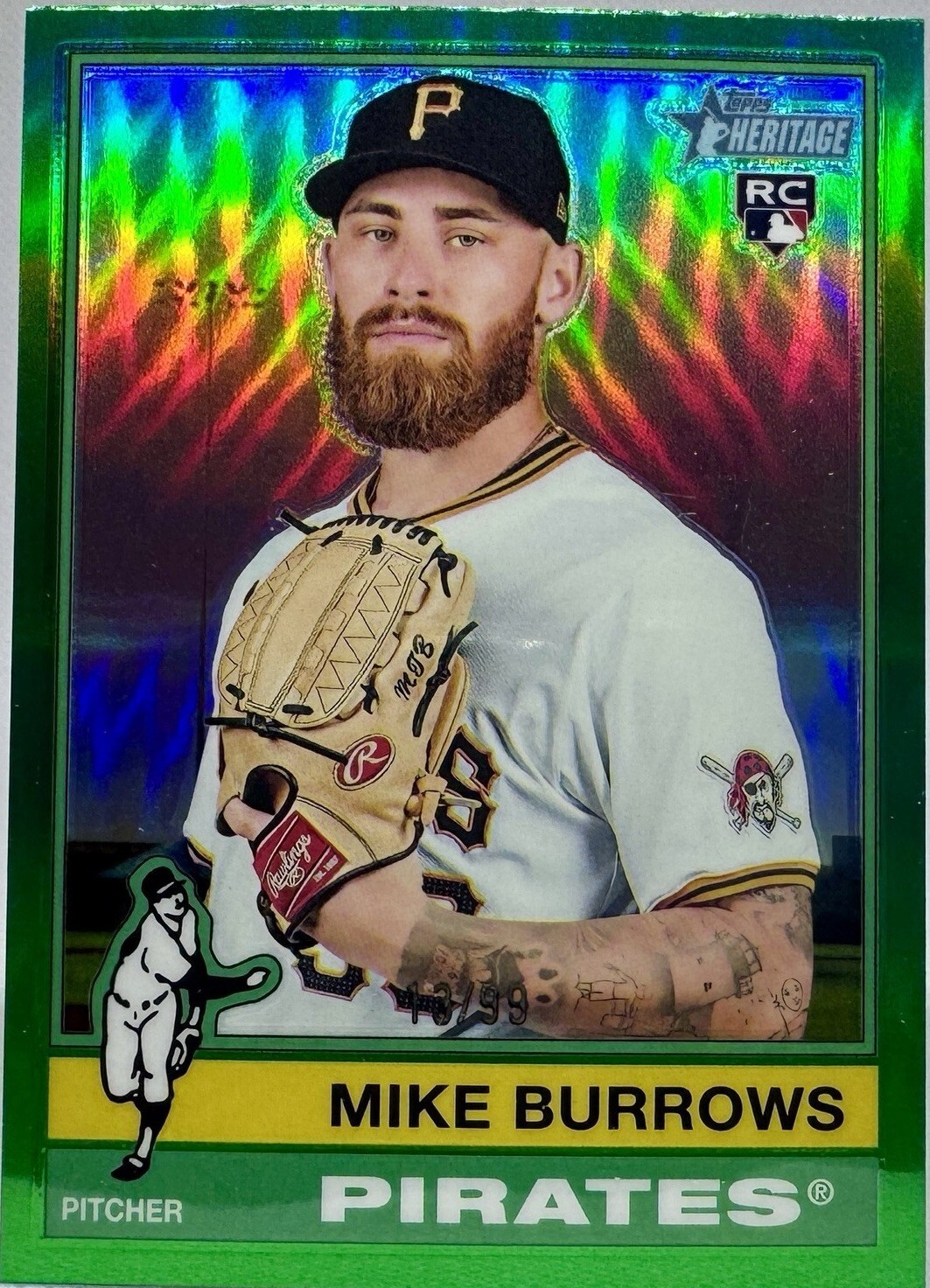 2025 Topps Heritage - Mike Burrows #328 Chrome Green Border /99 (RC ...