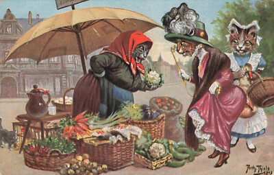 Arthur Thiel Artist Dressed Cats Driving "A Hard Deal" Shopping ...