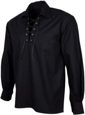 Men’s Scottish Jacobite Ghillie Kilt Highland Shirt Long Sleeve Lace Up ...