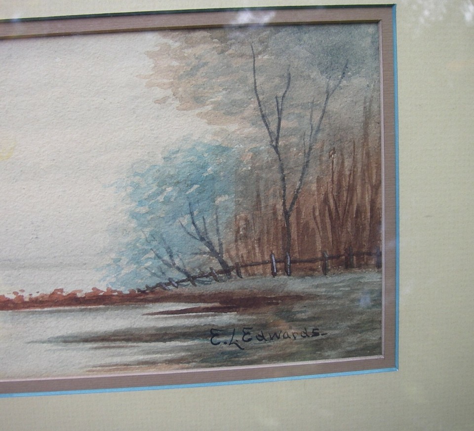 Fine Vintage Framed E L EDWARDS Signed MARSH LANDSCAPE Watercolor-NR | eBay