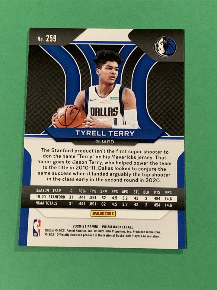 2020-21 Panini Prizm Tyrell Terry Rookie #259 Dallas Mavericks RC (Z ...
