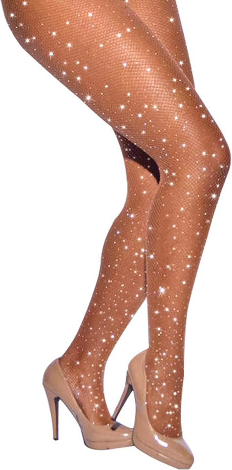Women'S Sparkle Rhinestone Fishnets, Sexy Sparkly Glitter Party Concert ...