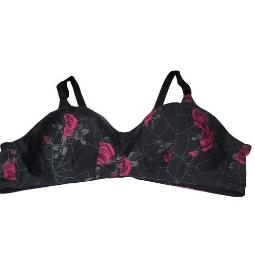 Torrid Curve Bra Dream Wire Free Push Up Plunge 48B Roses SpiderWebs | eBay