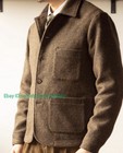 Work Jacket Winter Warm Men's Wool Tweed Coat retro Casual Pockets Top ...
