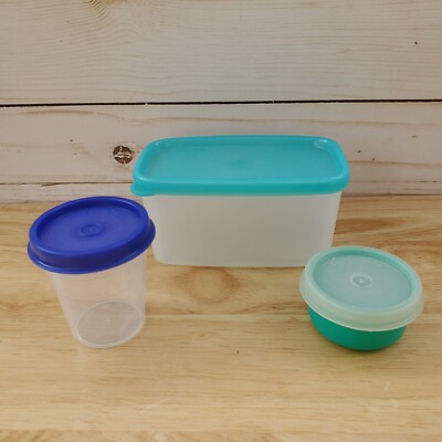 Tupperware Mini Containers Set Of 3 A Teal Smidget, A 2oz Midget, Mini ...