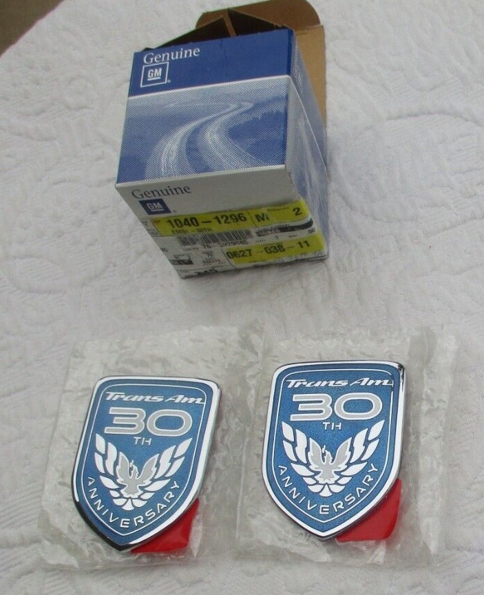 NOS Pair of 1999 Trans Am 30th Anniversary Door Emblems Pontiac Ws6 ...
