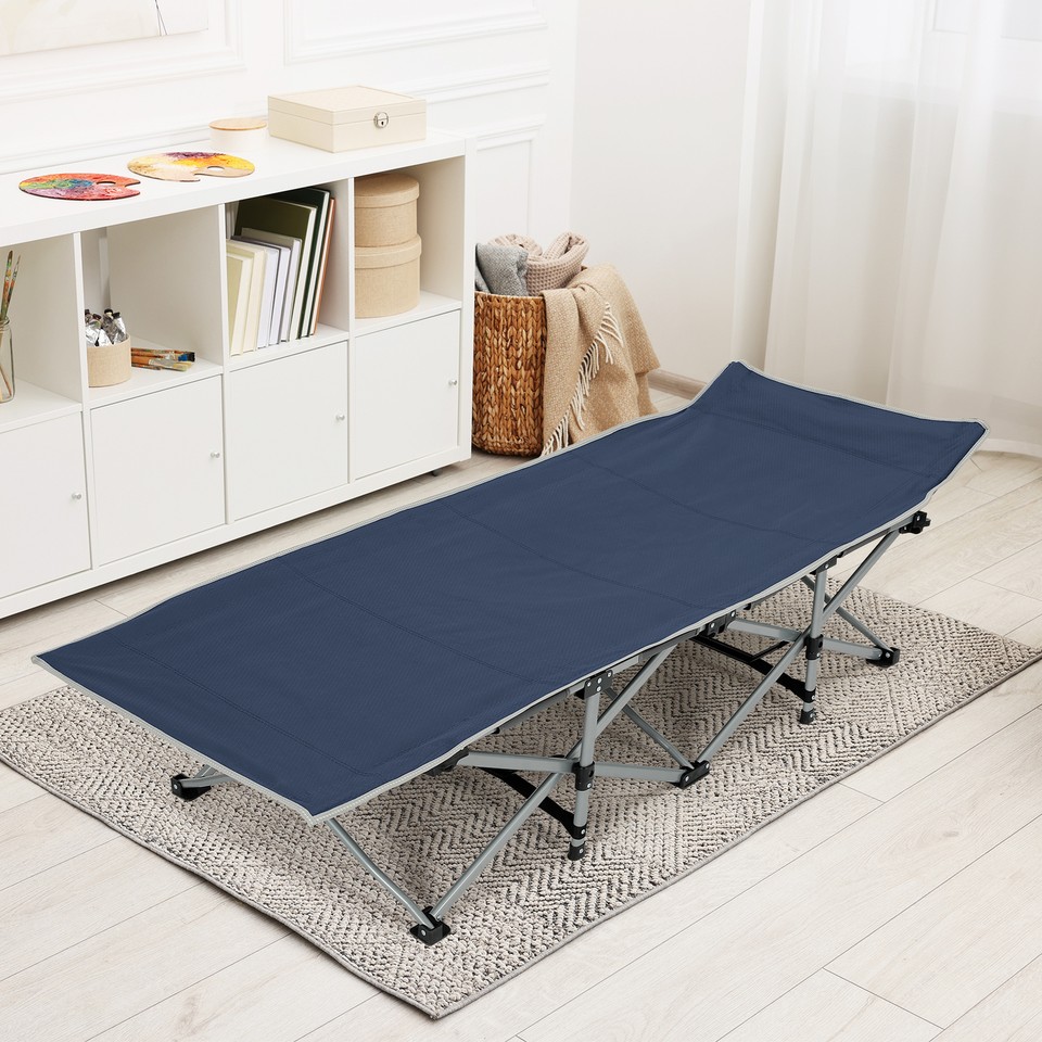 Extra Wide Single Folding Sleeping Cot Guest Bed Outdoor Camping Cots w ...