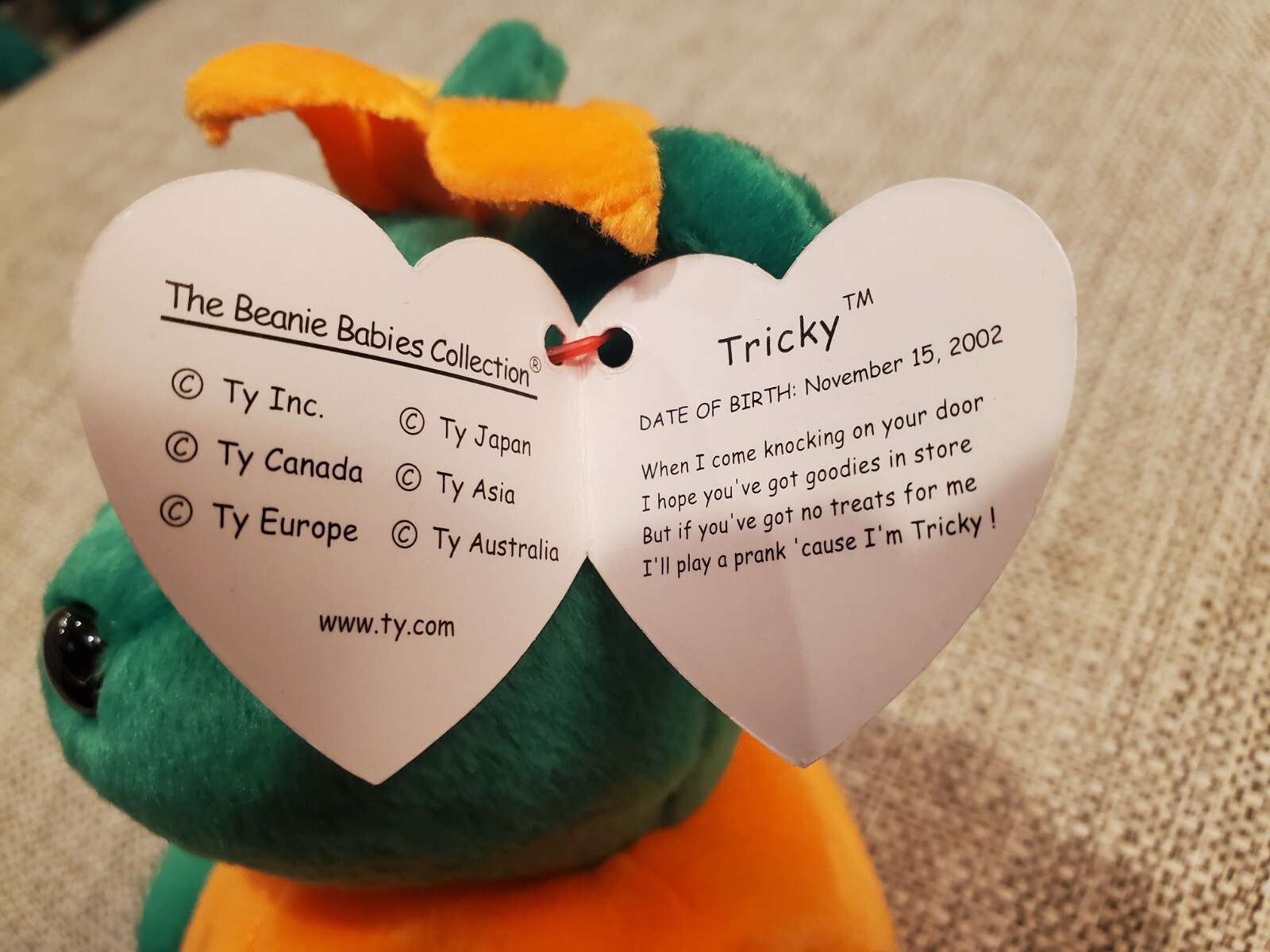 New Ty Beanie Baby TRICKY the Halloween Pumpkin Bear | eBay