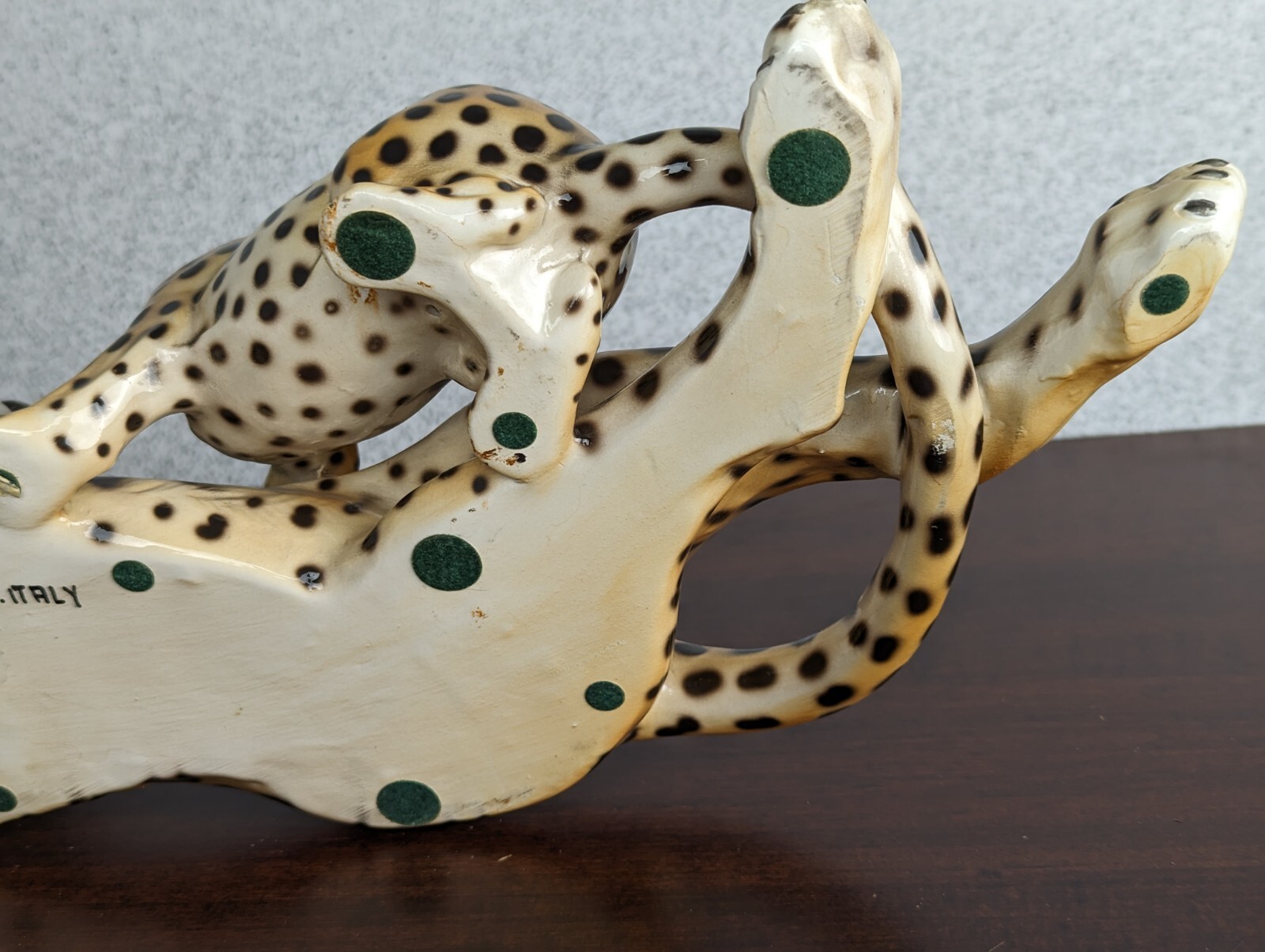 Vintage Ronzan Leopard Figurine Resting Attacking Cub Statue Made in ...