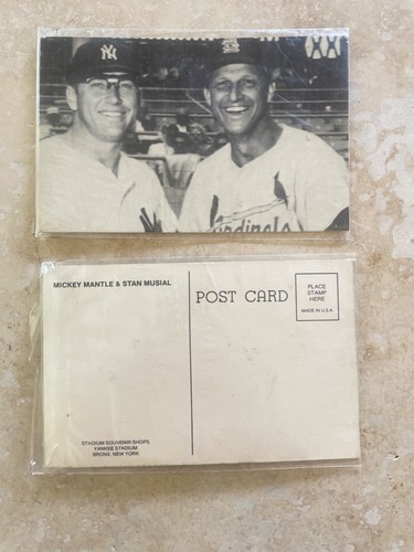 1961-62 MICKEY MANTLE & STAN MUSIAL Yankee Stadium Postcard -RARE- SGC ...