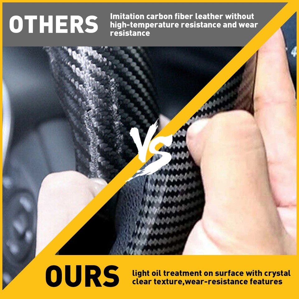 2PC NEW Universal For Carbon Fiber Car Wheel Steering Booster Cover ...