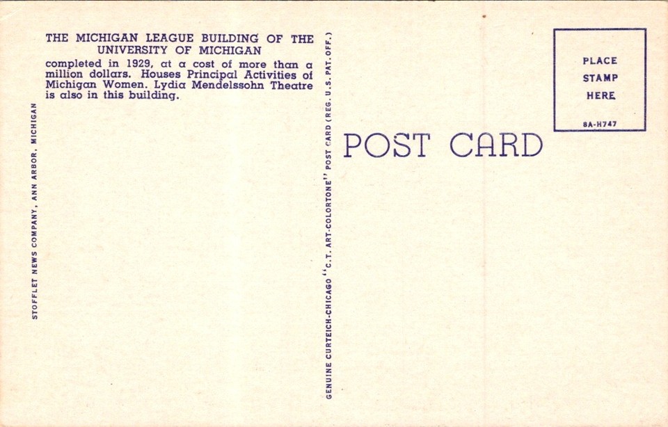 Michigan League Building, University of Michigan, ANN ARBOR, MI Linen ...