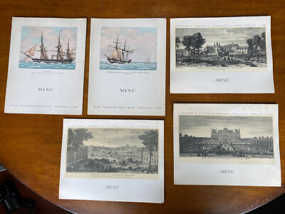 1951 SS De Grasse Cruise Ship Menu Transatlantic France Line Qty 5 ...