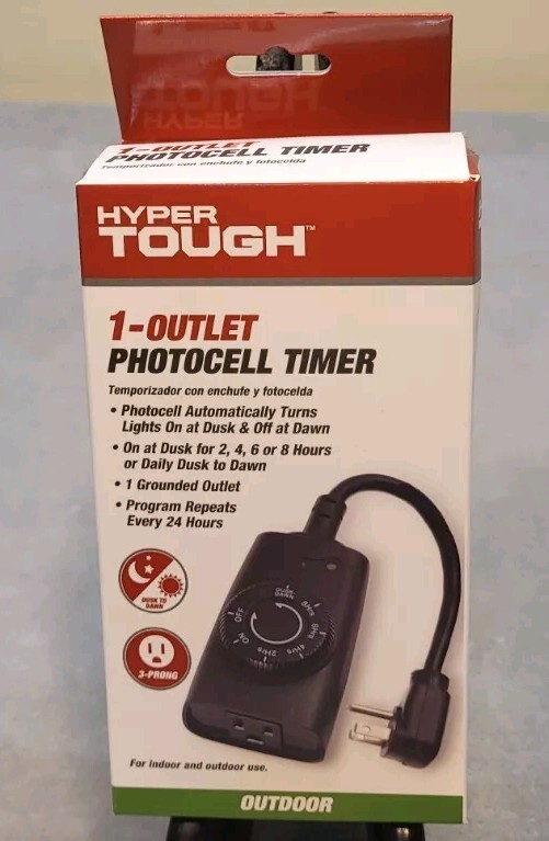 Lot 2 Hyper Tough OutdoorIndoor Grounded Photocell Timer NIB~Dusk To ...